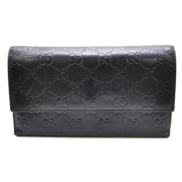 Gucci | Bags | Gucci Guccissima Trifold Long Wallet Leather Black ...